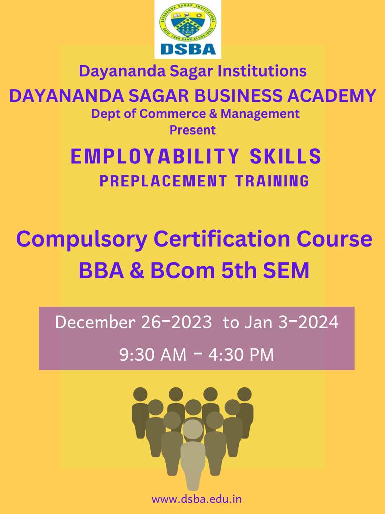 Employability Skills - Preplacement Training - DSBA - Dayananda Sagar ...